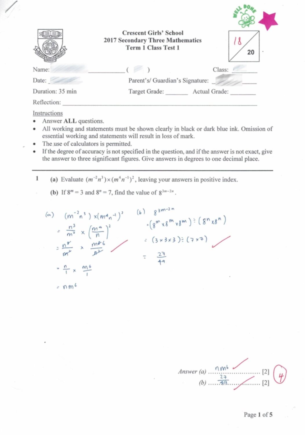 Great improvement in Math test - Future Academy Tuition