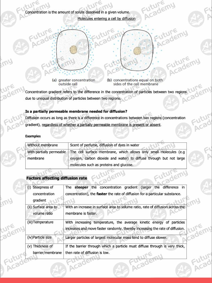 Sec 1 Science Sample Notes: Diffusion & Osmosis