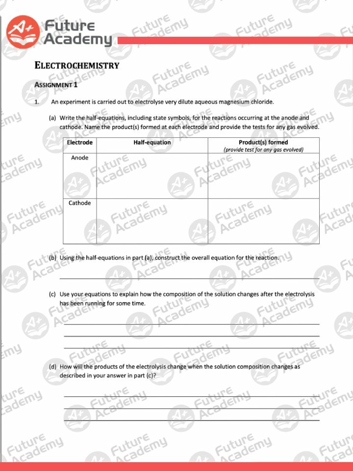 Sec 4 Chemistry Sample Notes: Electrochemistry